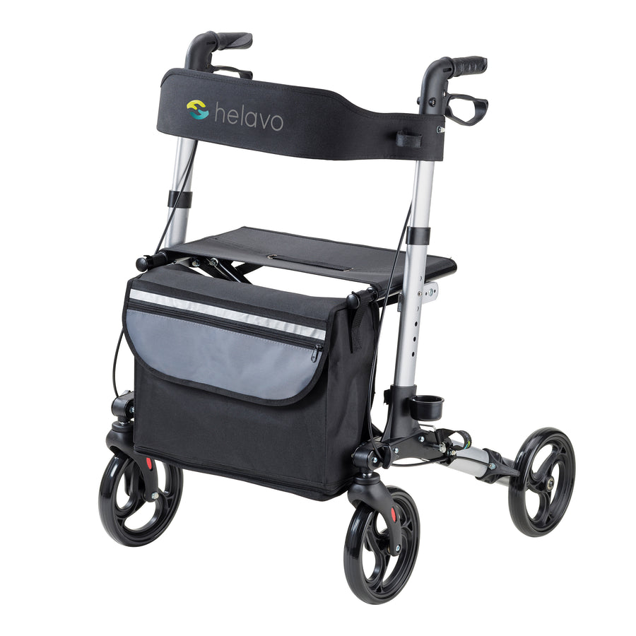 Lightweight rollator with seat – foldable, height-adjustable